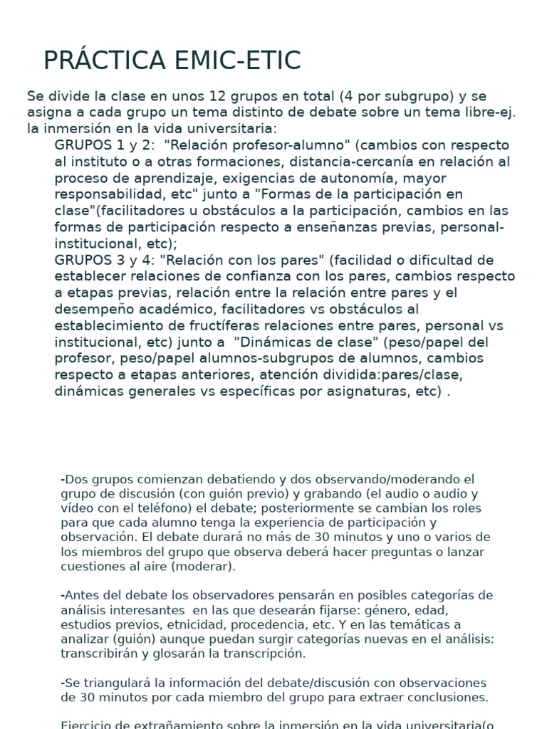 PraÌ Ctica EMIC-ETIC | PDF