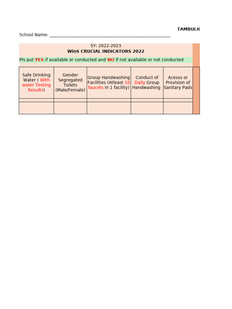 WinS Crucial Indicators 2022 & 2023 Data | PDF