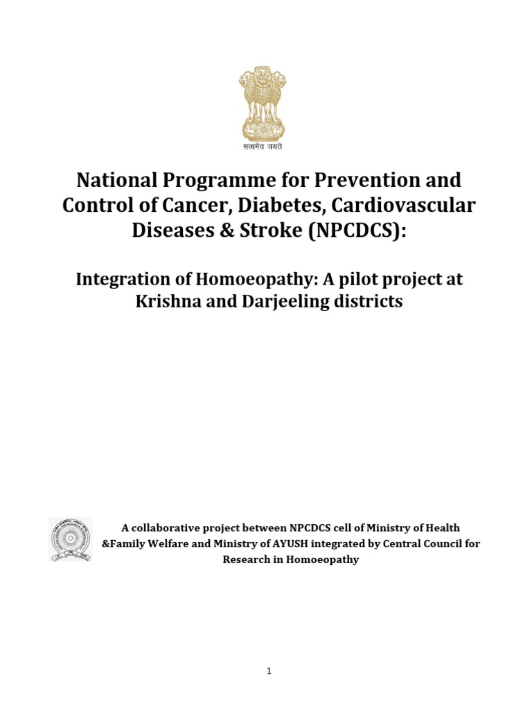 Operational Guidelines On Integration of Homeopathy in NPCDCS - 0 | PDF ...