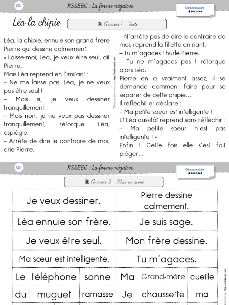 Léa La Chipie Phrase Négative | PDF