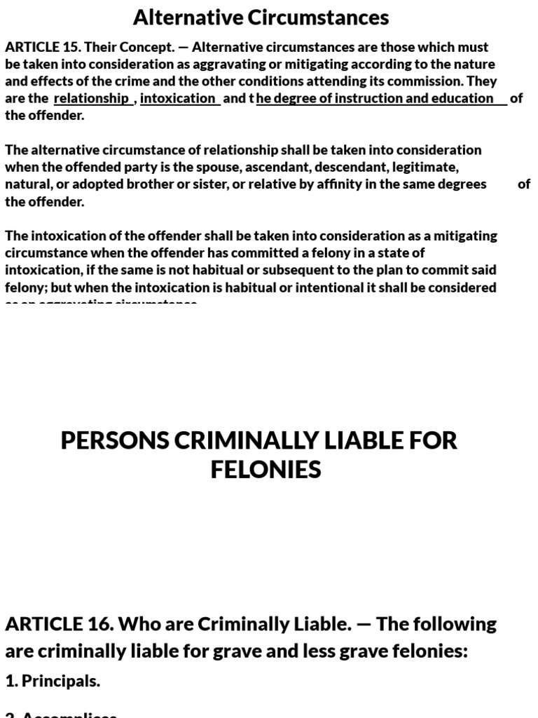 11) Circumstances - Persons Criminally Liable, Crim Law 1, RMMC | PDF | Aiding And Abetting | Crimes