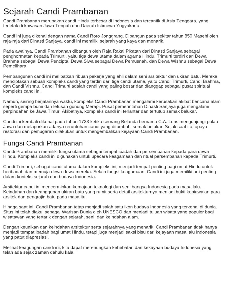 Sejarah Candi Prambanan | PDF