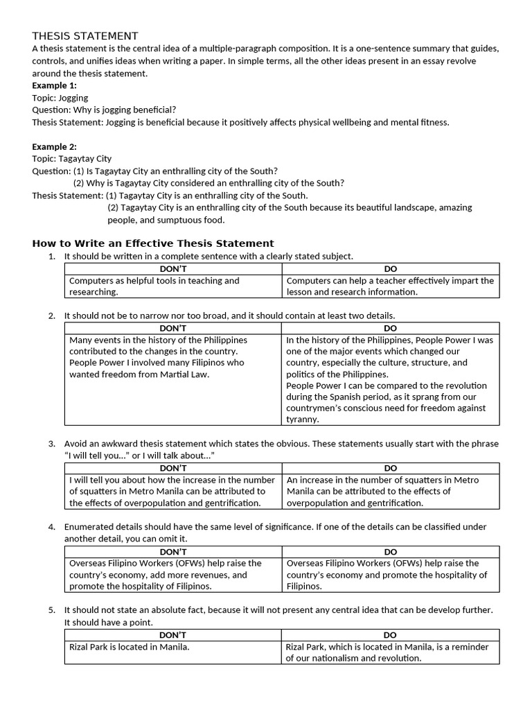 Thesis Statement | PDF