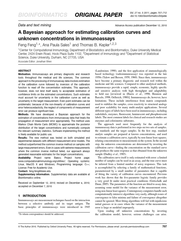 Bioinform-2011!27!707 Bayesian Approach For Estimating Calibration Curves | PDF