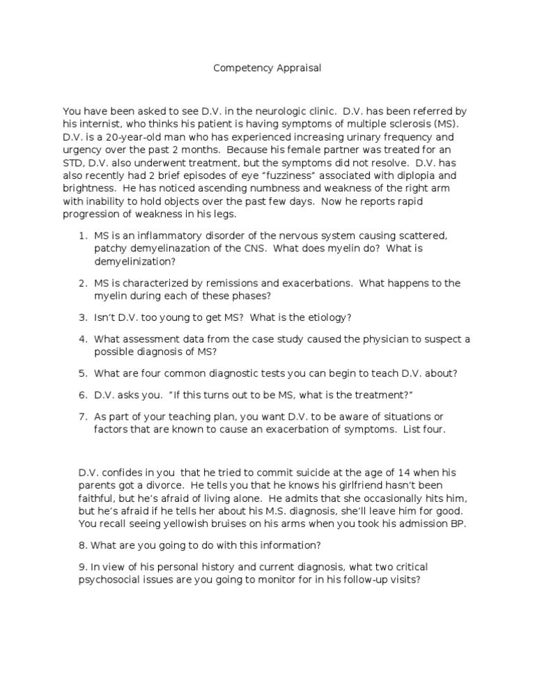 Competency Appraisal for MS Diagnosis | PDF