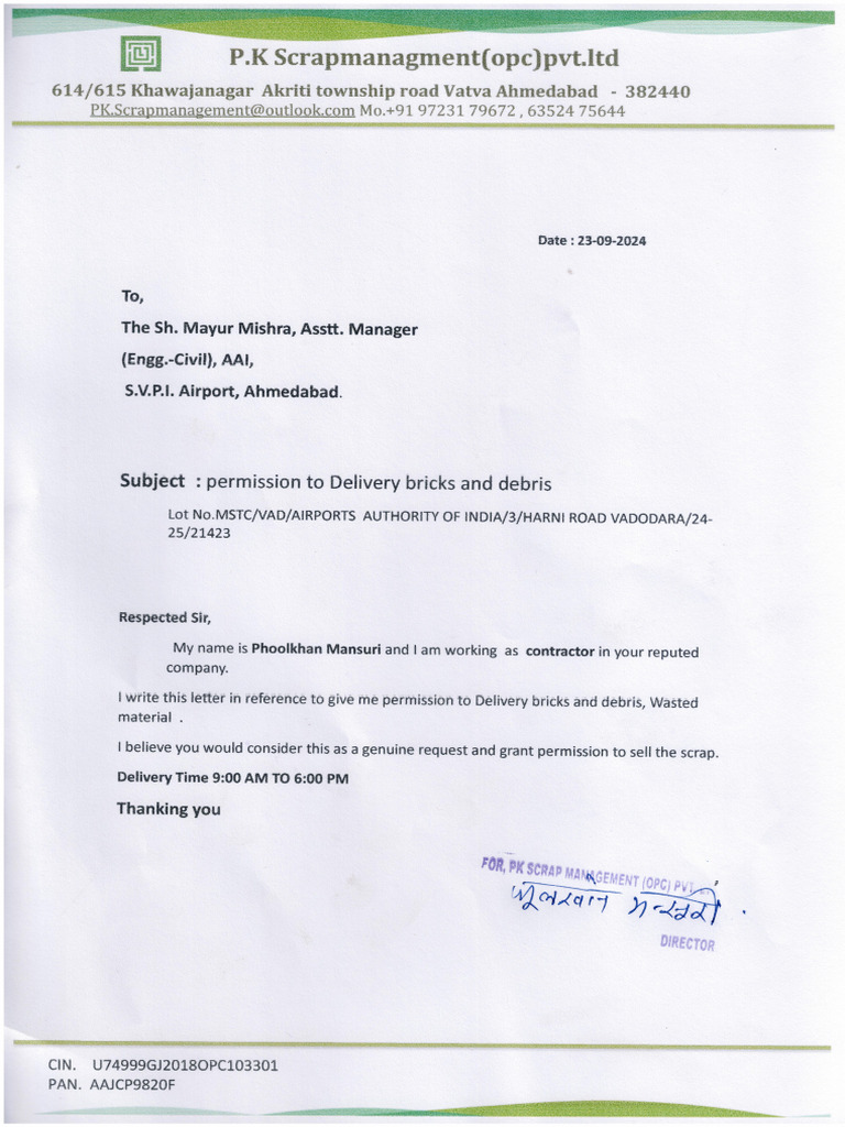 Delivery Letter Bricks | PDF