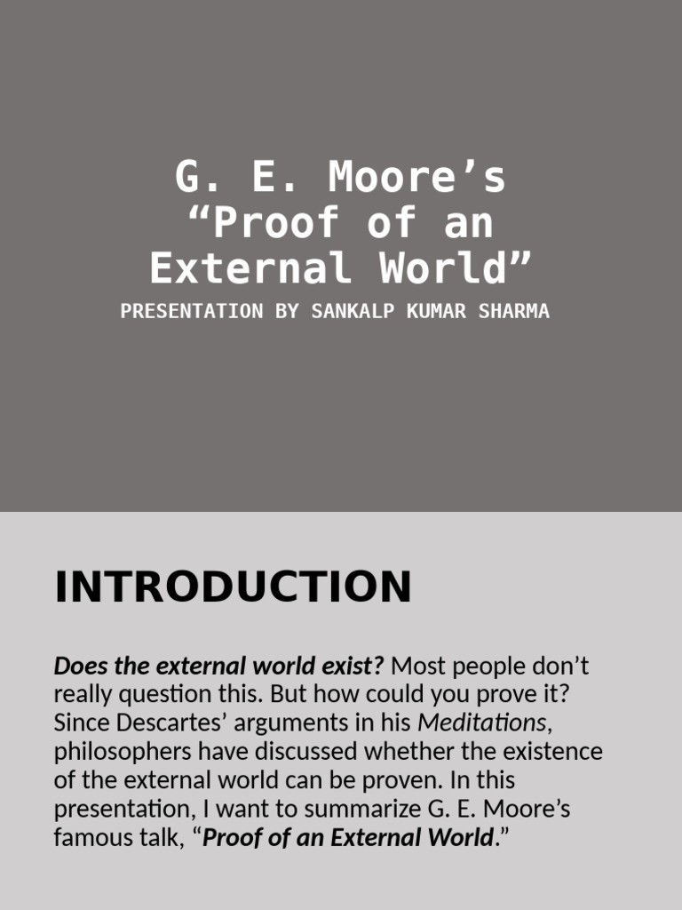 G. E. Moore’s “Proof of an External World” | PDF