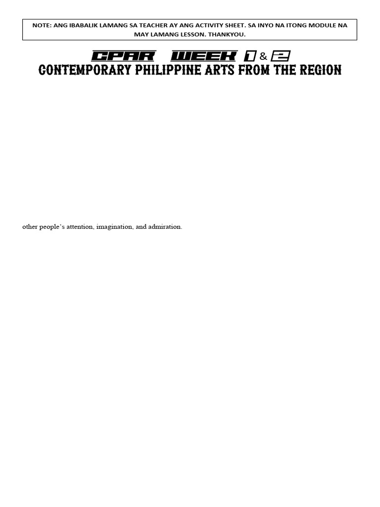 CPAR MODULE WEEK 1 & 2 | PDF