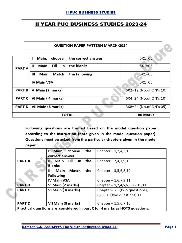 II Puc Bs Full Notes 2024-25 | PDF