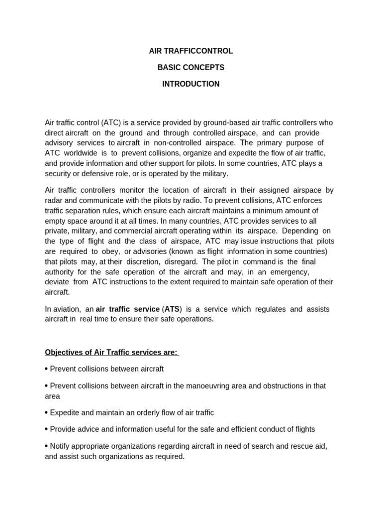 Air Traffic Control Basics Notes | PDF