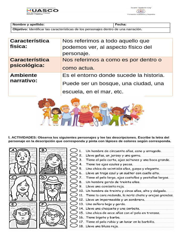 3° Básico Guía Lenguaje Descripción Personajes | PDF
