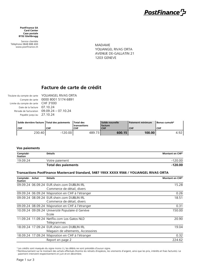 KK Abrechnung P 800151746891 256711345 20241007 | PDF