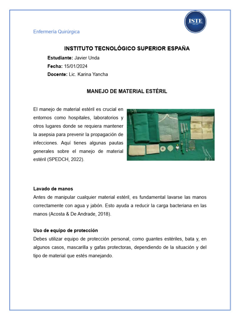 Manejo Material Esteril | PDF