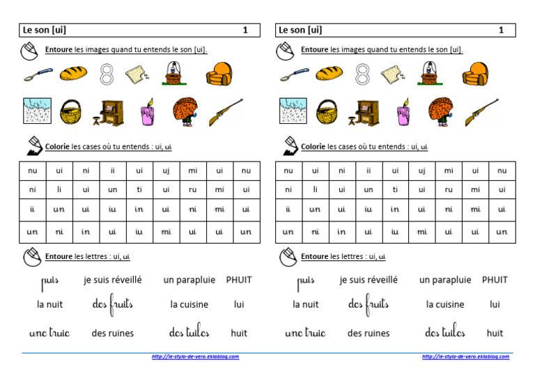 Exercice 1 Le Son Ui | PDF