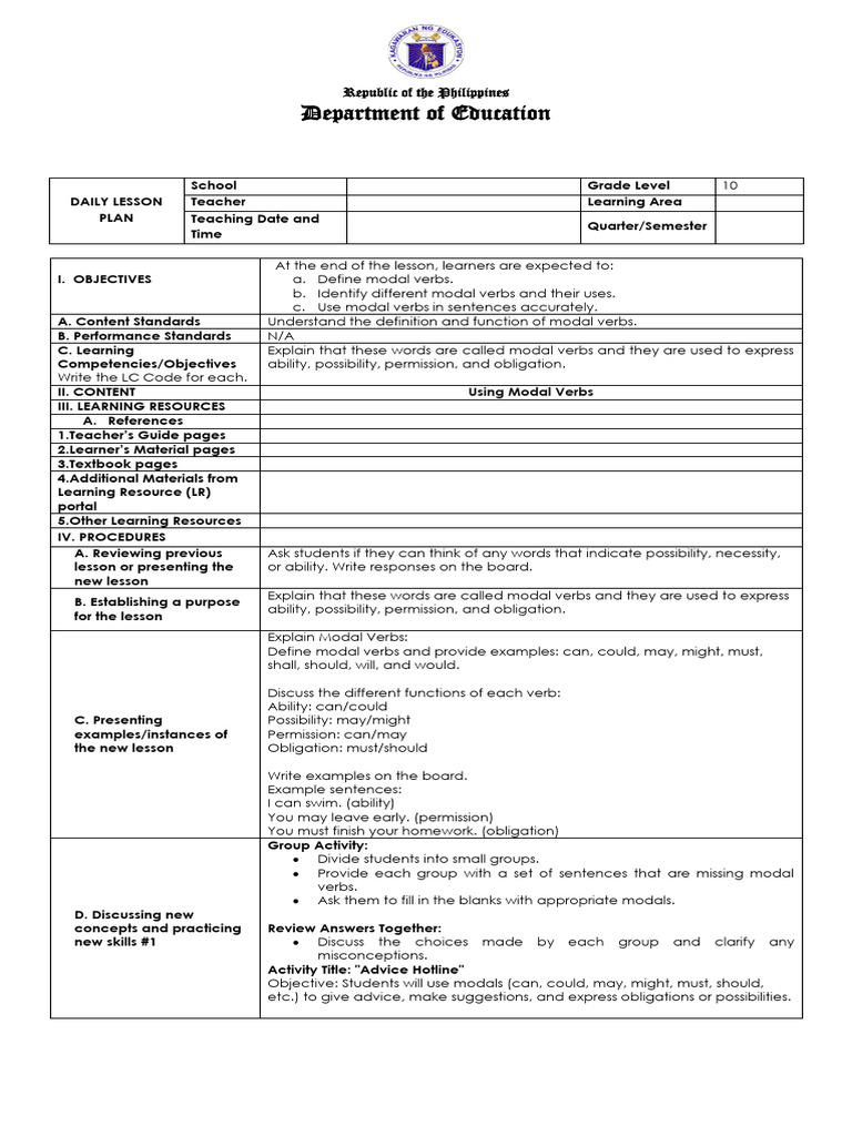 Daily Lesson Plan | PDF