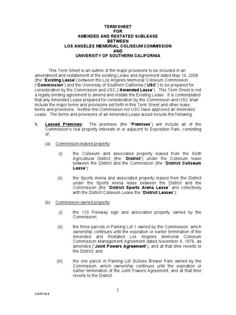 Term Sheet | PDF | Lease | Renting