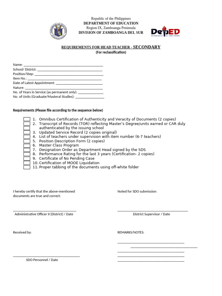 Requirements-for-HT-RECLASS_SECONDARY | PDF