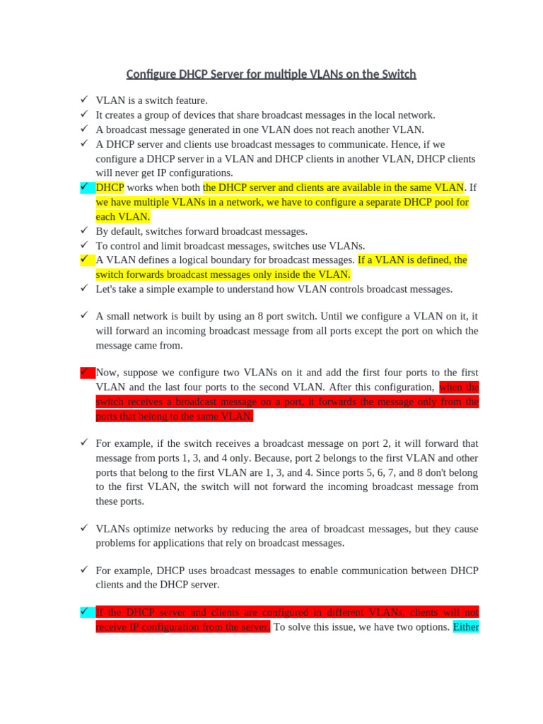 DHCP with VLAN_configration | PDF