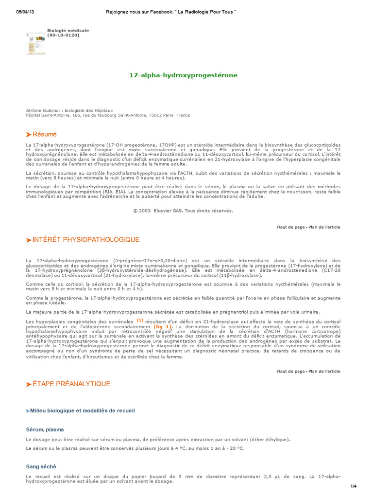 17 Alpha Hydroxyprogestérone. | PDF | Glands | Endocrine System