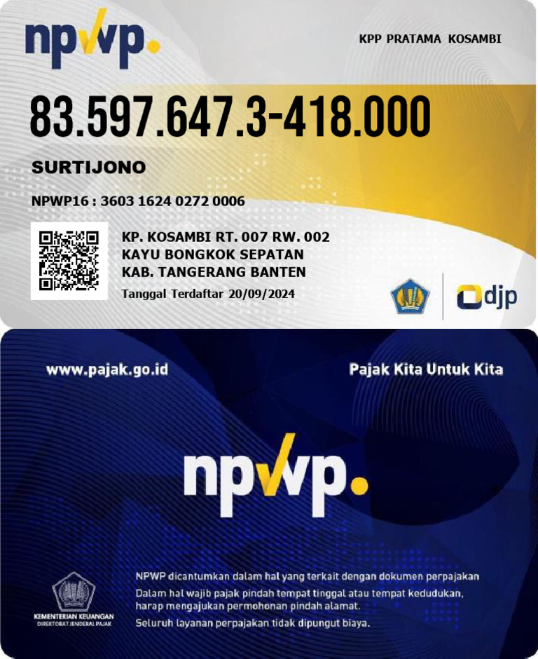 NPWP Surtijono | PDF