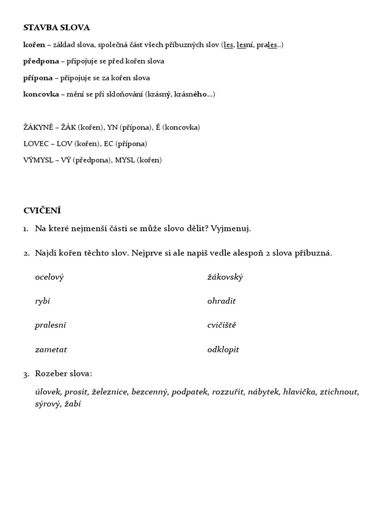STAVBA-SLOVA-+-cvičení | PDF