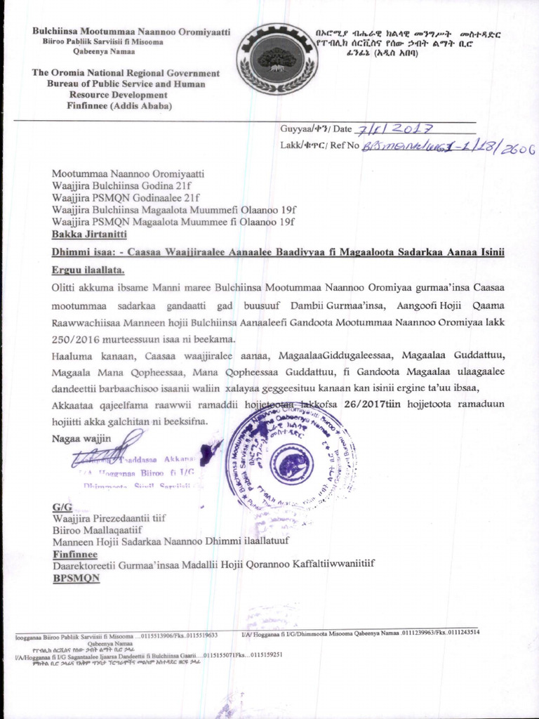 Xalayaa Gaggeessituu Caasaa Waajjiraalee Aanaa | PDF