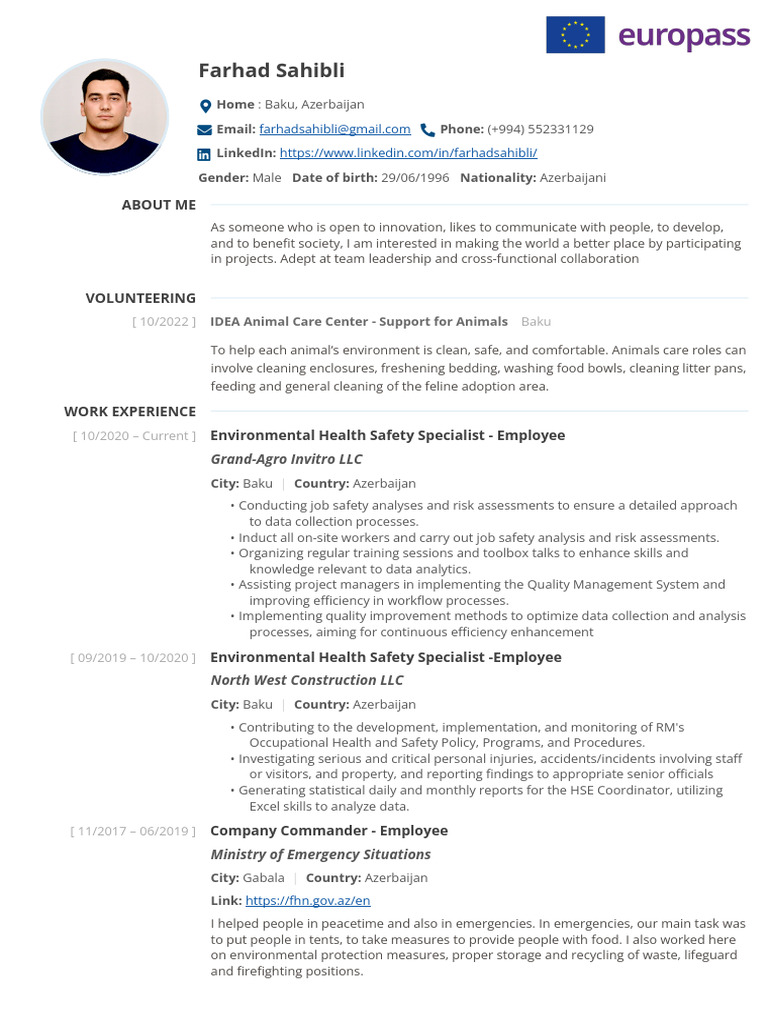 Farhad CV New | PDF | Occupational Safety And Health