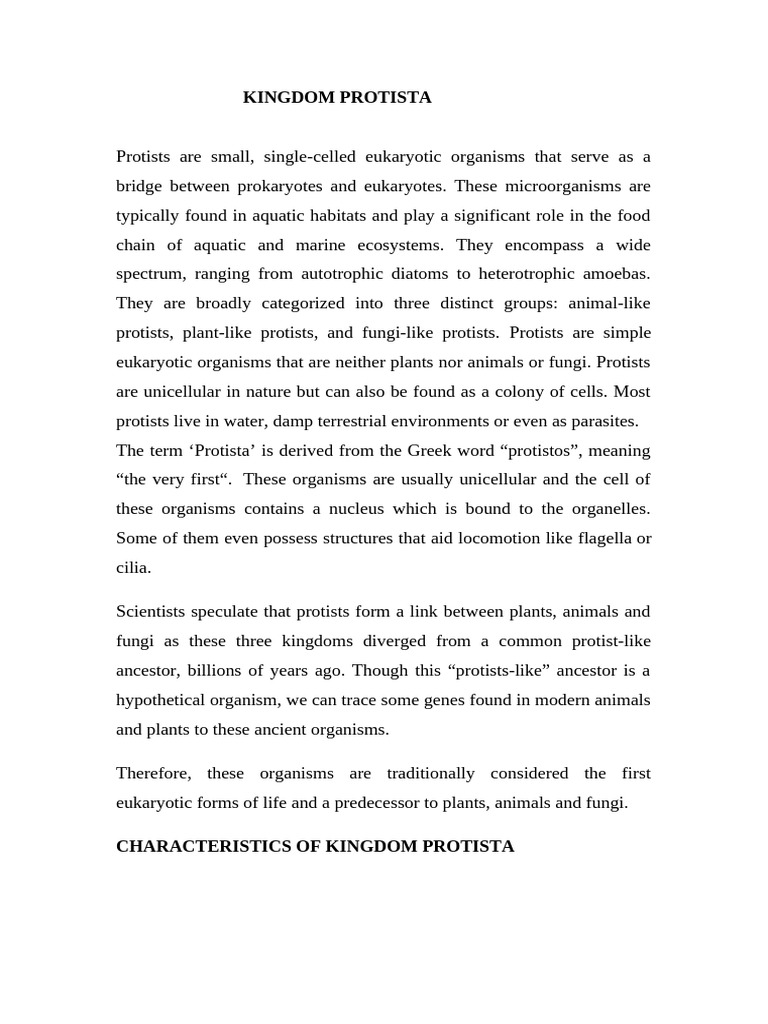 Bio 102 Kingdom Protista | PDF