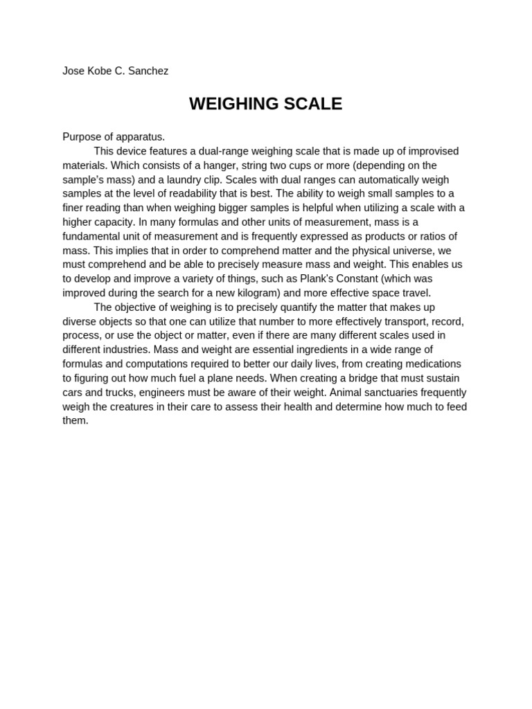 Dual-Range Improvised Weighing Scale | PDF