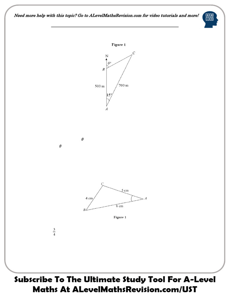 Y1 Pure Sine And Cosine Rules And Area Of A Triangle E Pdf