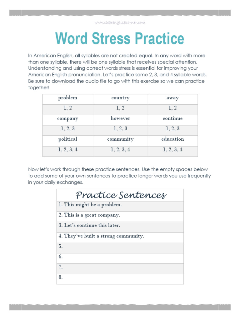 Word Stress Practice | PDF