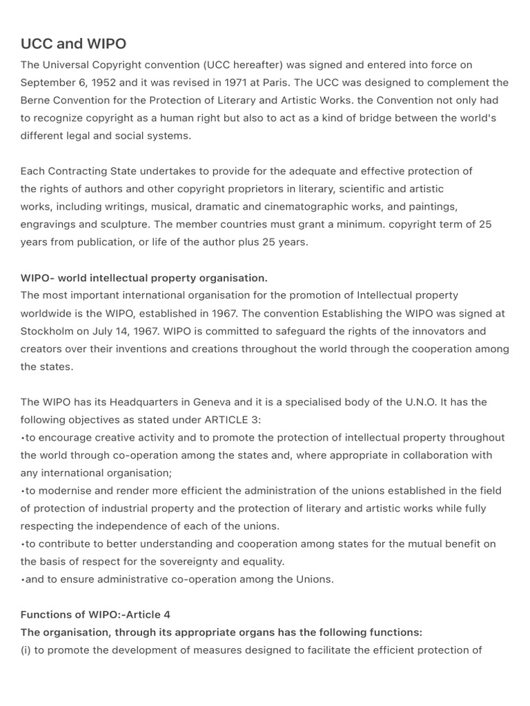 UCC and WIPO | PDF
