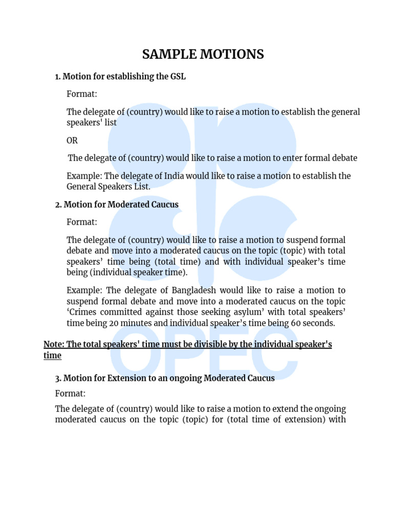 Motions OPEC | PDF