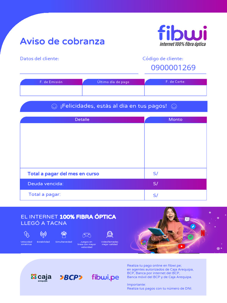Aviso de Cobranza: Datos Del Cliente: Código de Cliente | PDF