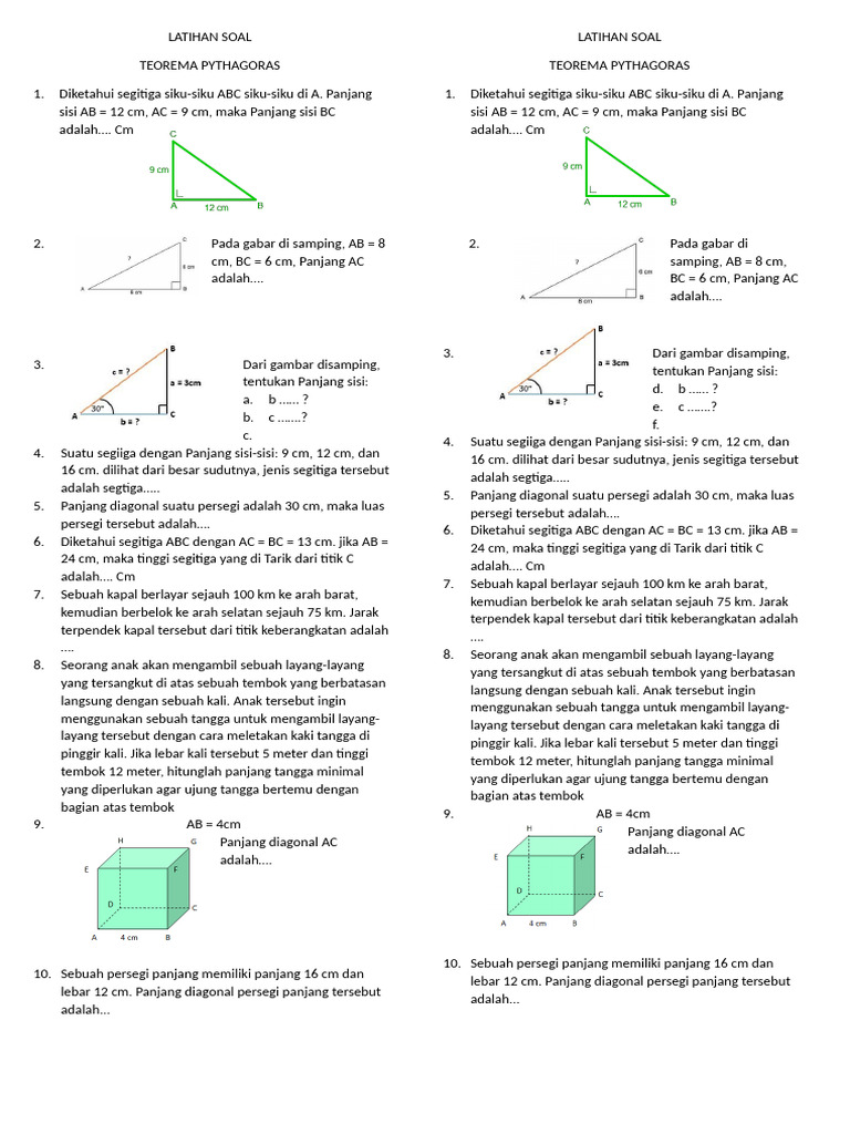 LATIHAN SOAL Pythagoras | PDF