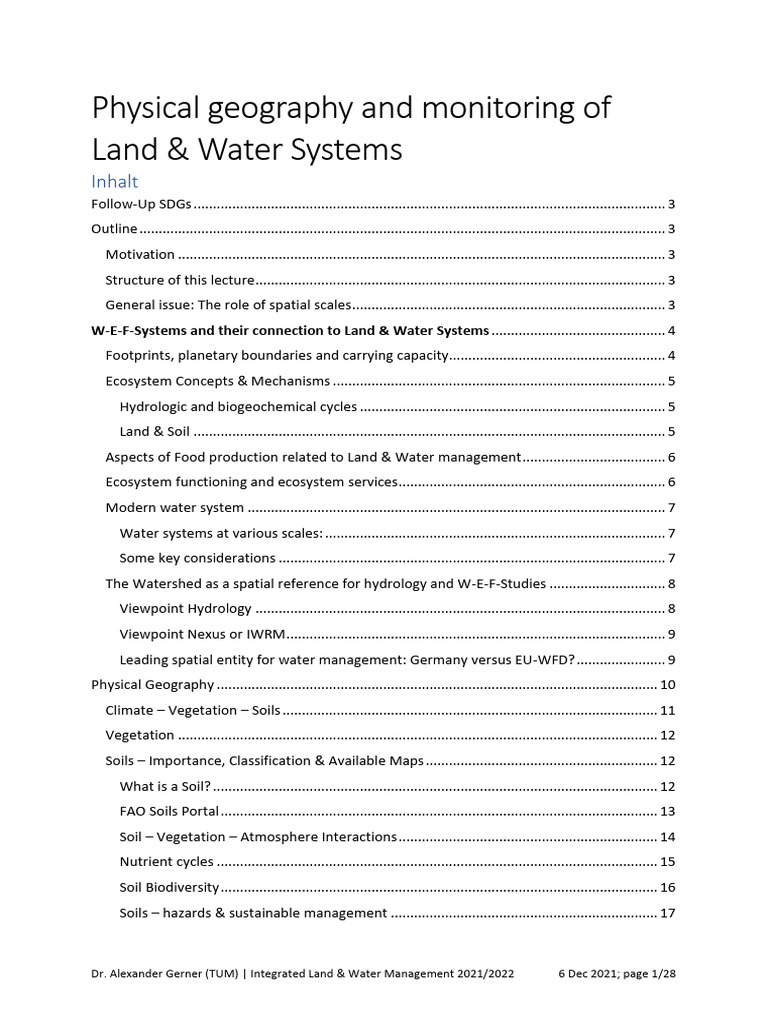 Integrated - Land - Water - Management - 20212022 - Gerner - Geography - Monitoring Script | PDF