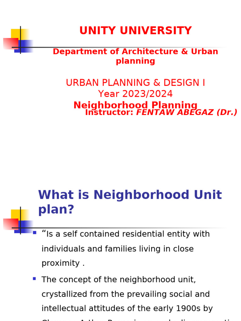 Neighborhood Unit Plan | PDF
