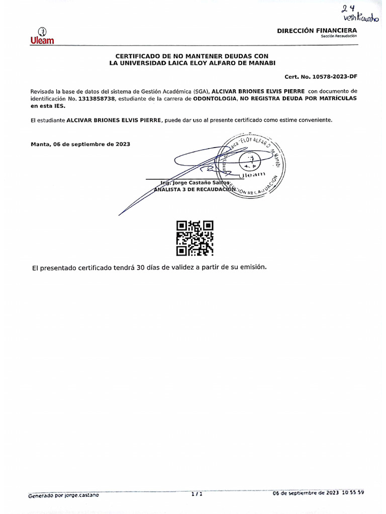 Certificado de Recaudacion de No Adeudar | PDF