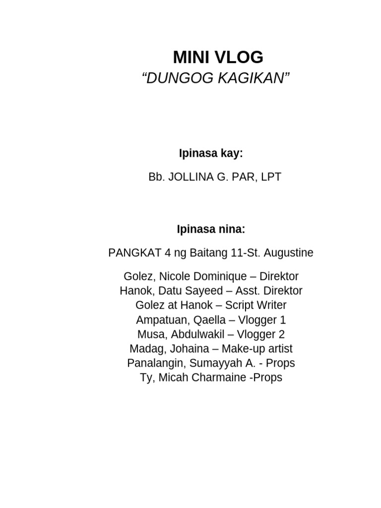 Manuskrito Sa Mini Vlog | PDF