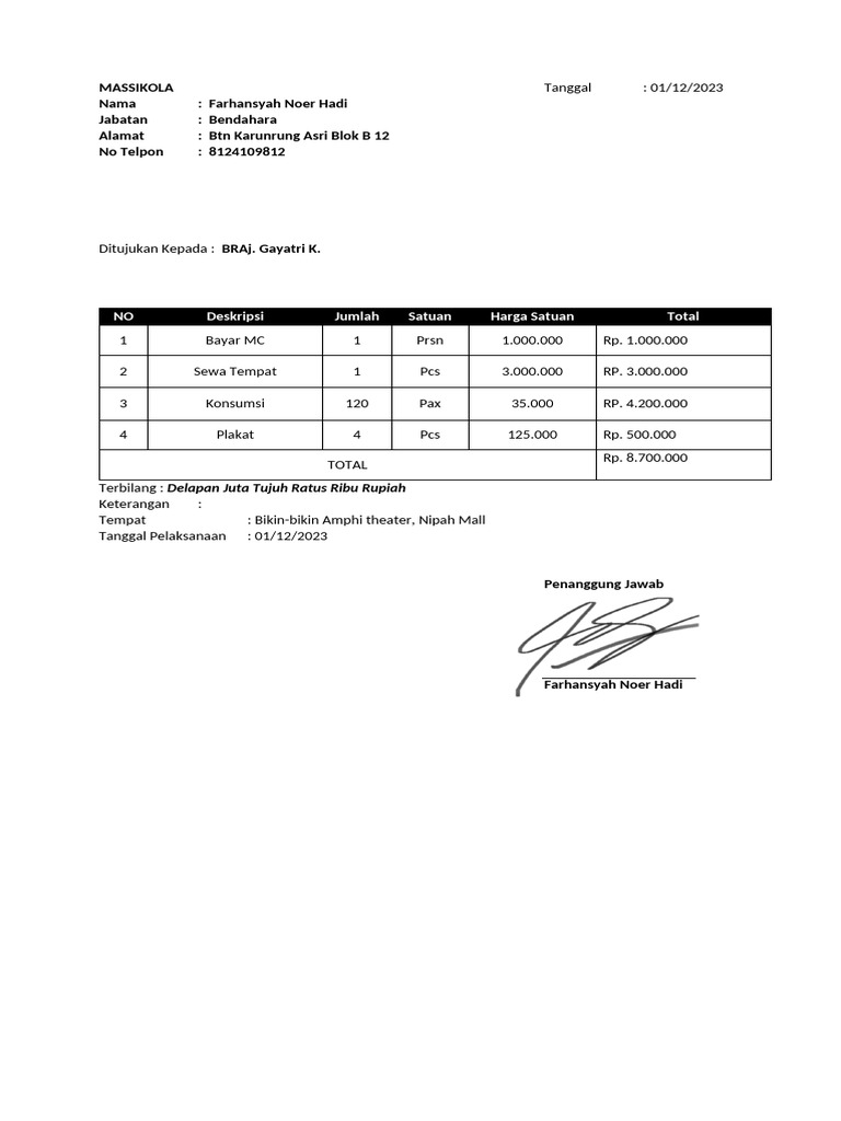 Invoice Dan Tanda Terima (AutoRecovered) | PDF