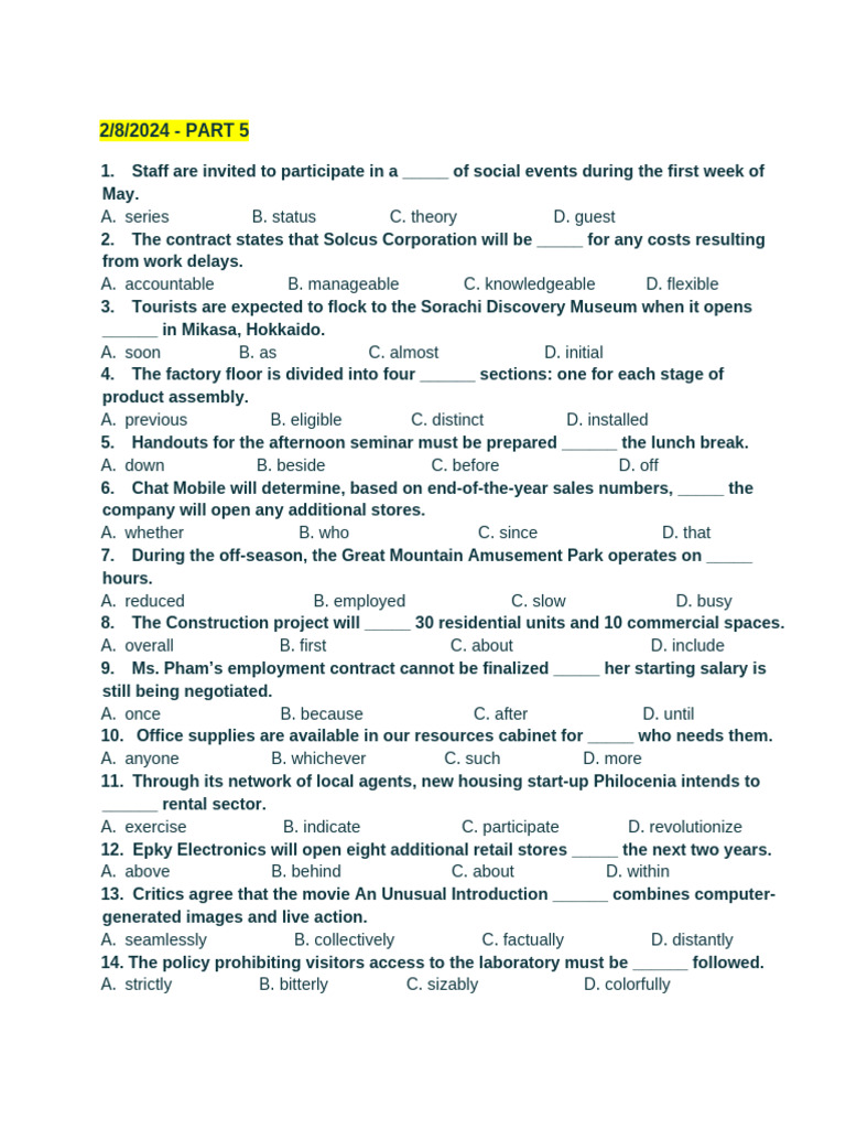 Part 5 - Toiec New | PDF