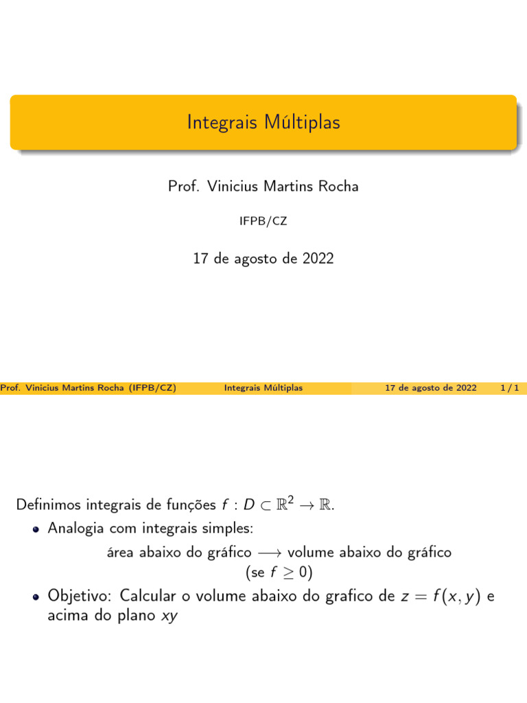 Slides - Integrais Múltiplas | PDF