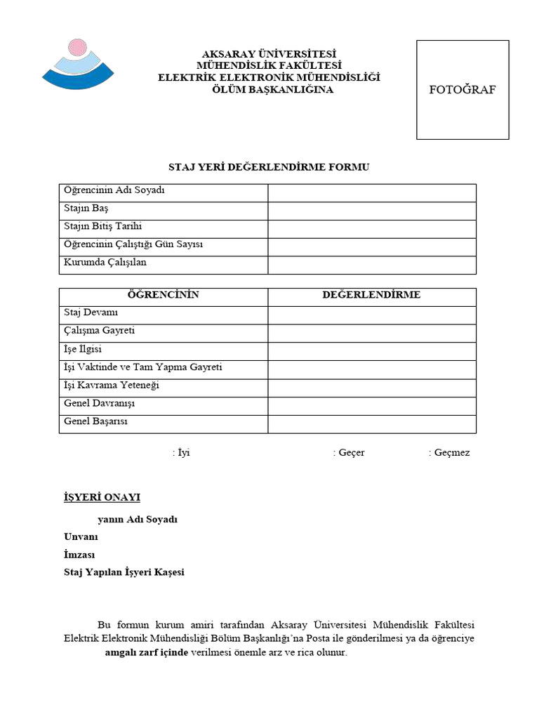 Staj Degerlendirme | PDF