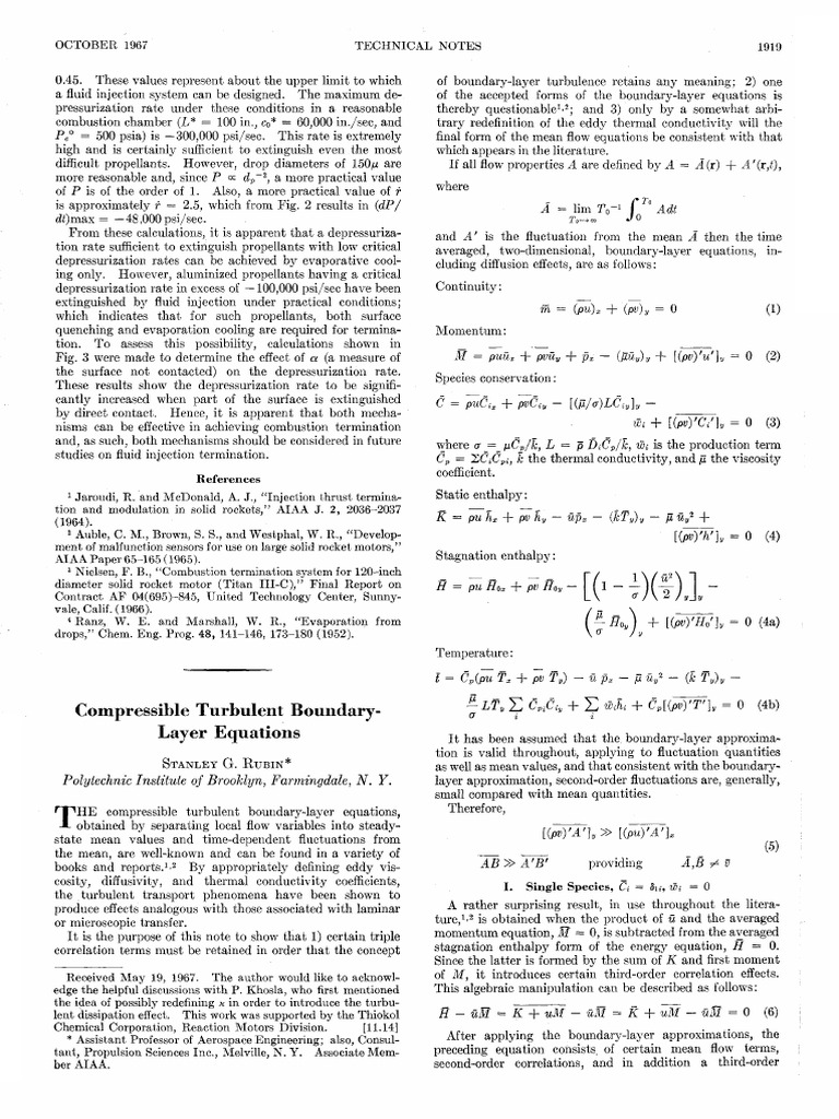 Compressible Turbulent Boundary-Layer Equations (S.G.Rubin, & P ...