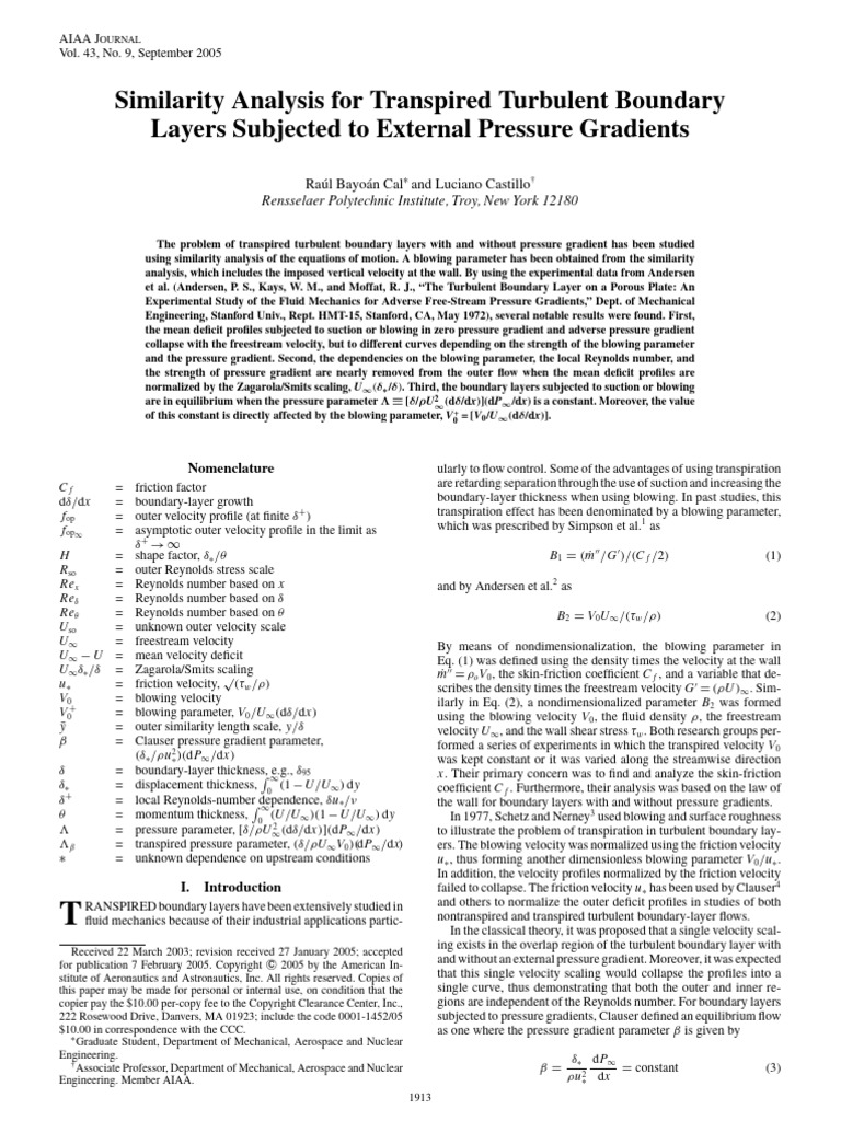 Similarity Analysis for Transpired Turbulent Boundary Layers Subjected ...