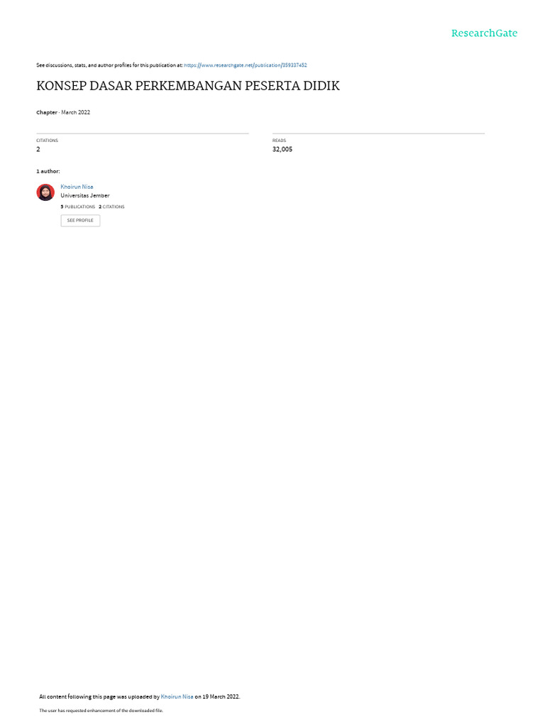 Konsep Dasar Perkembangan Peserta Didik: March 2022 | PDF