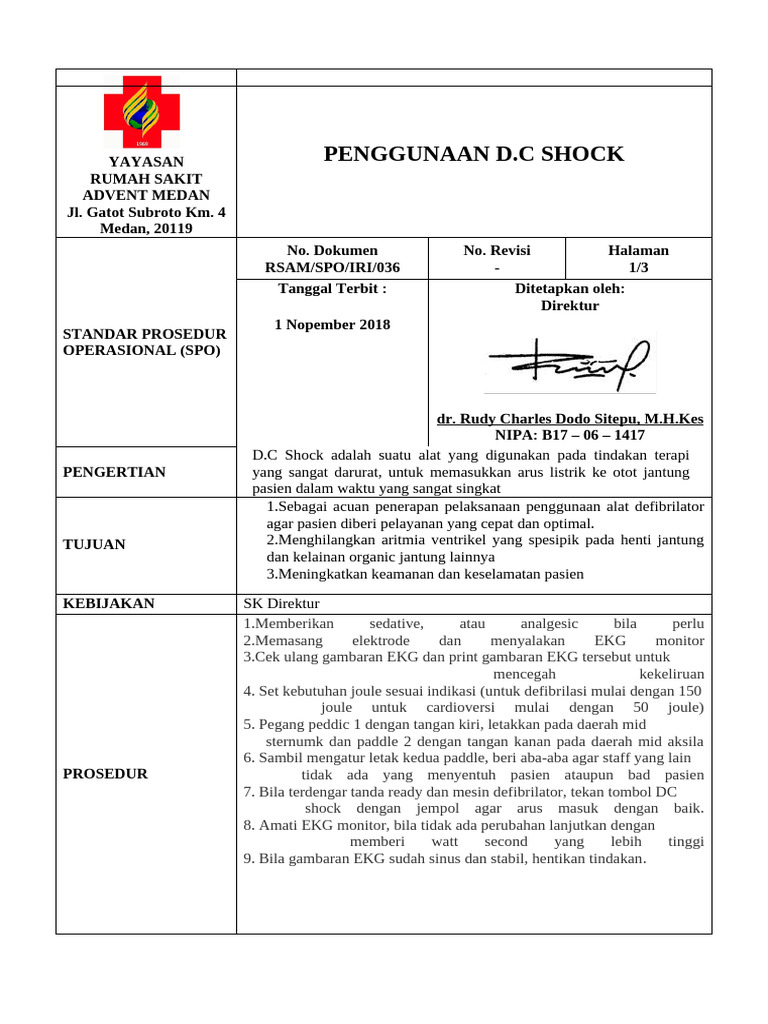 Spo Penggunaan DC Shock | PDF
