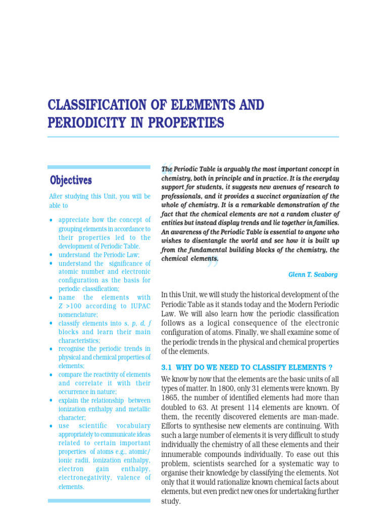 Periodic Table - Ncert Highlighted | PDF