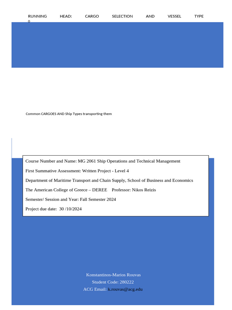 Common CARGOES and Ship Types Transporting Them | PDF
