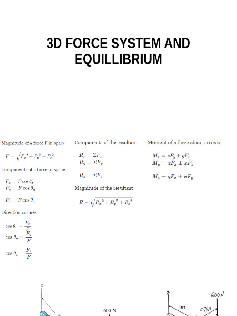 3d Force System and Equillibrium | PDF
